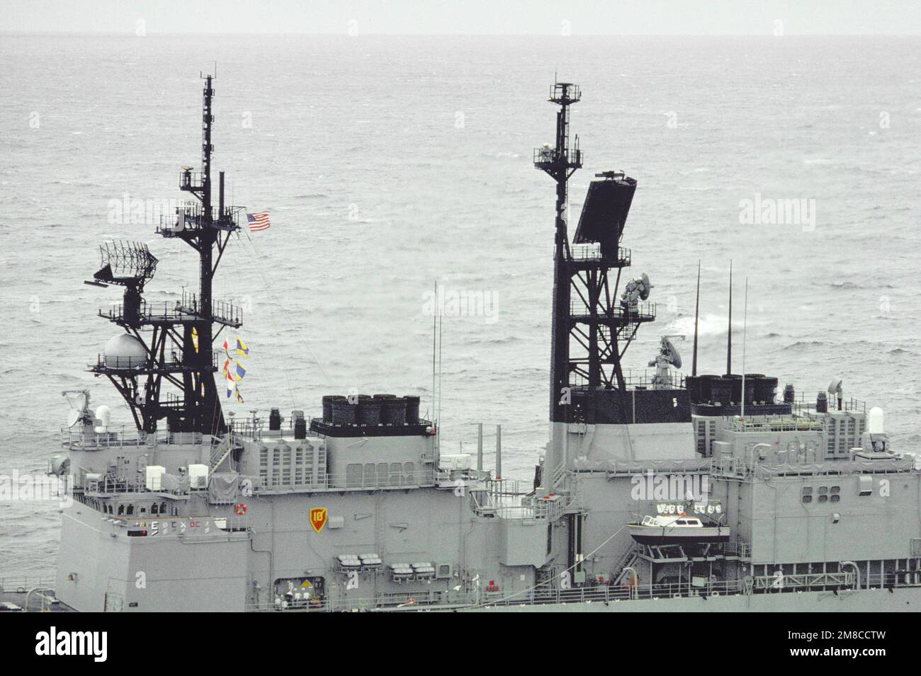 A view of various radar installations and satellite communications ...