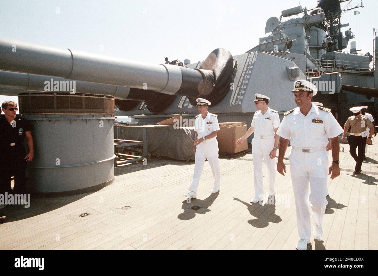 Captain Fred P. Moosally, Commanding Officer of the battleship USS IOWA ...