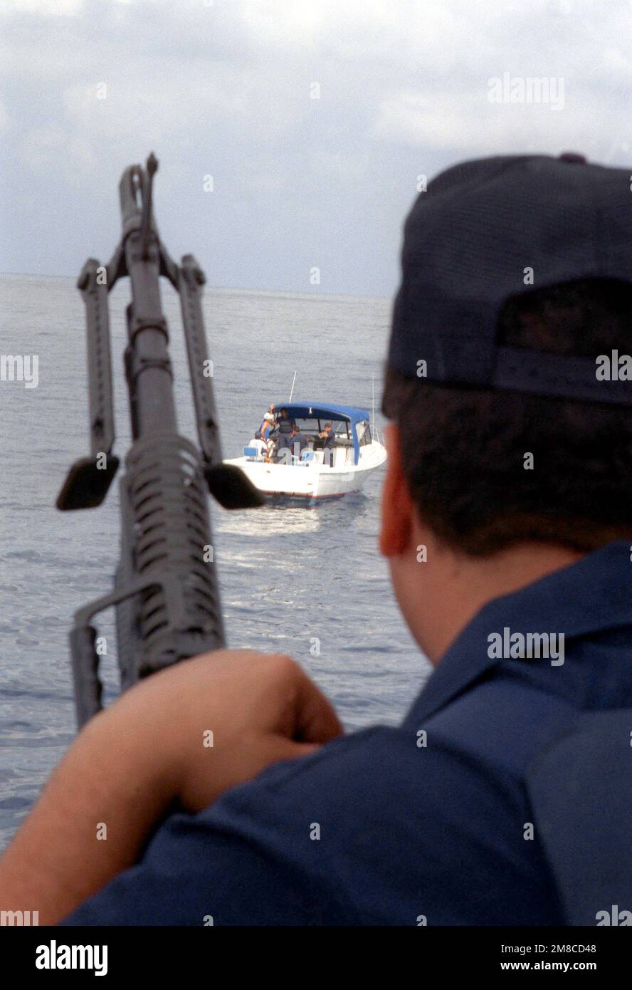 A sailor aboard the patrol combatant missile hydrofoil USS TAURUS (PHM ...
