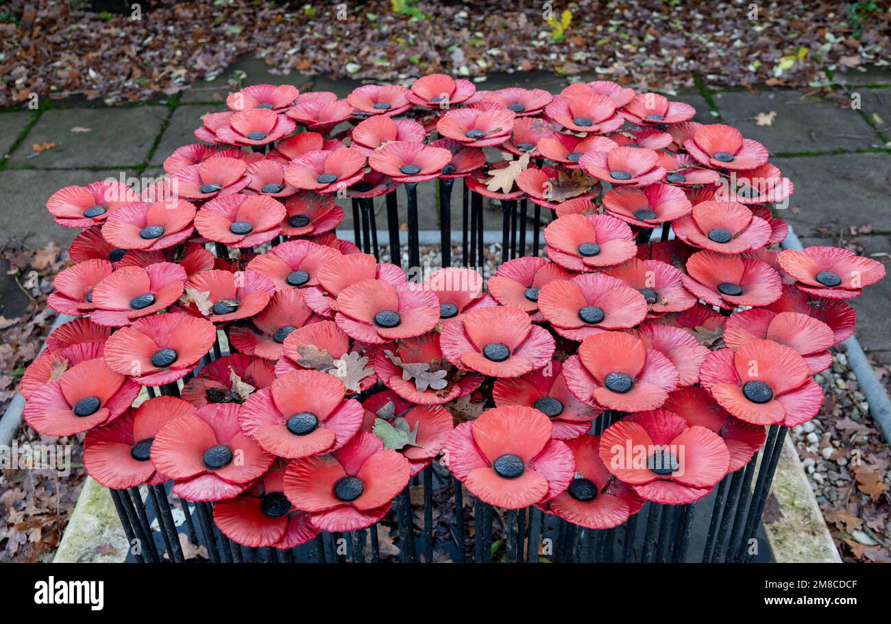 metal poppy memorial to commemorate military personal Stock Photo - Alamy
