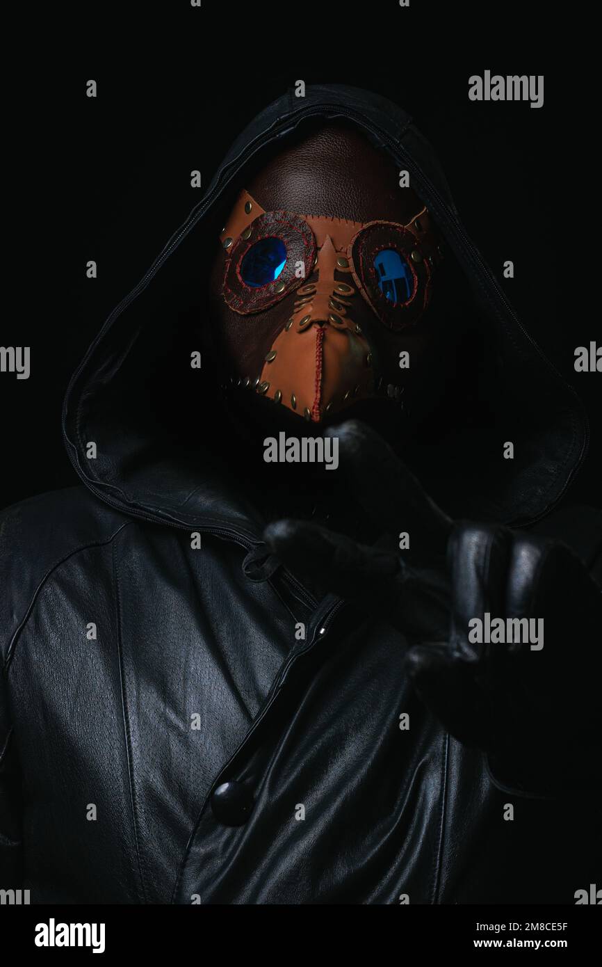 Plague doctor with crow-like mask isolated on black background Creepy ...