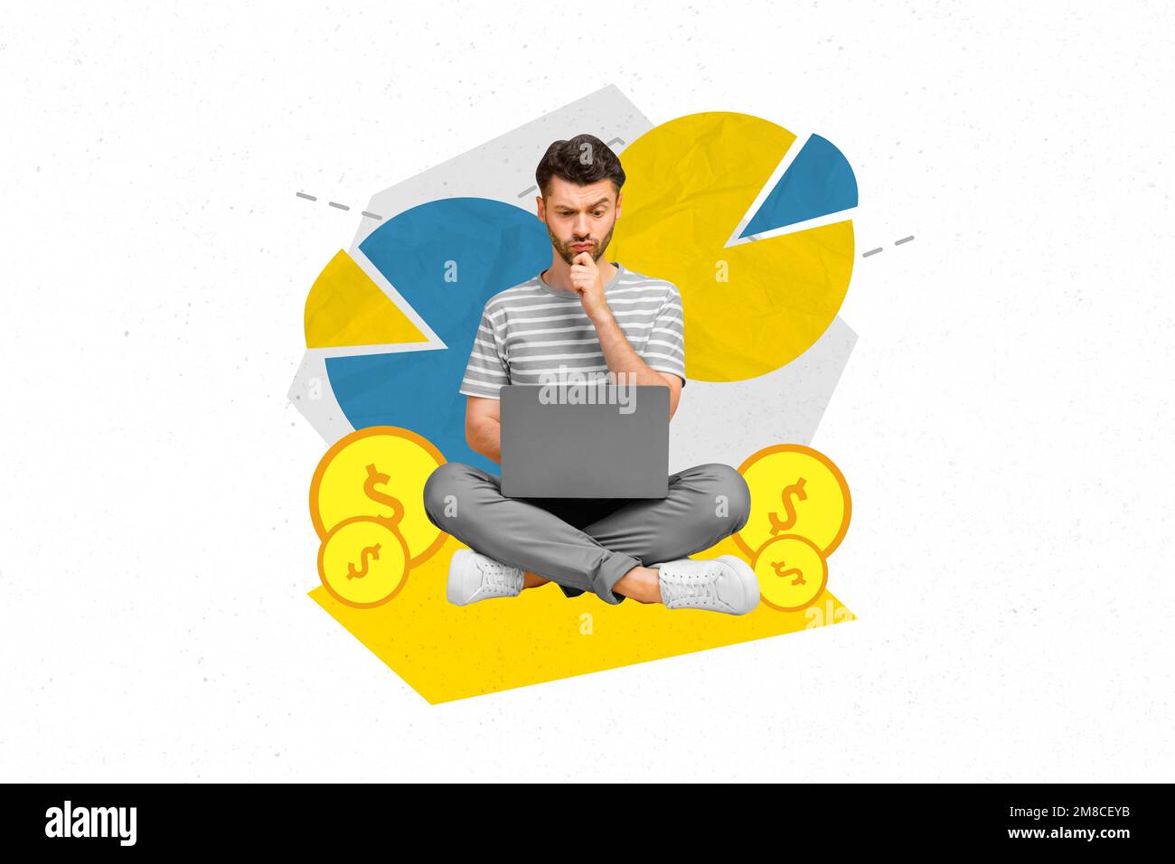 Creative photo 3d collage artwork postcard poster of young minded man ...