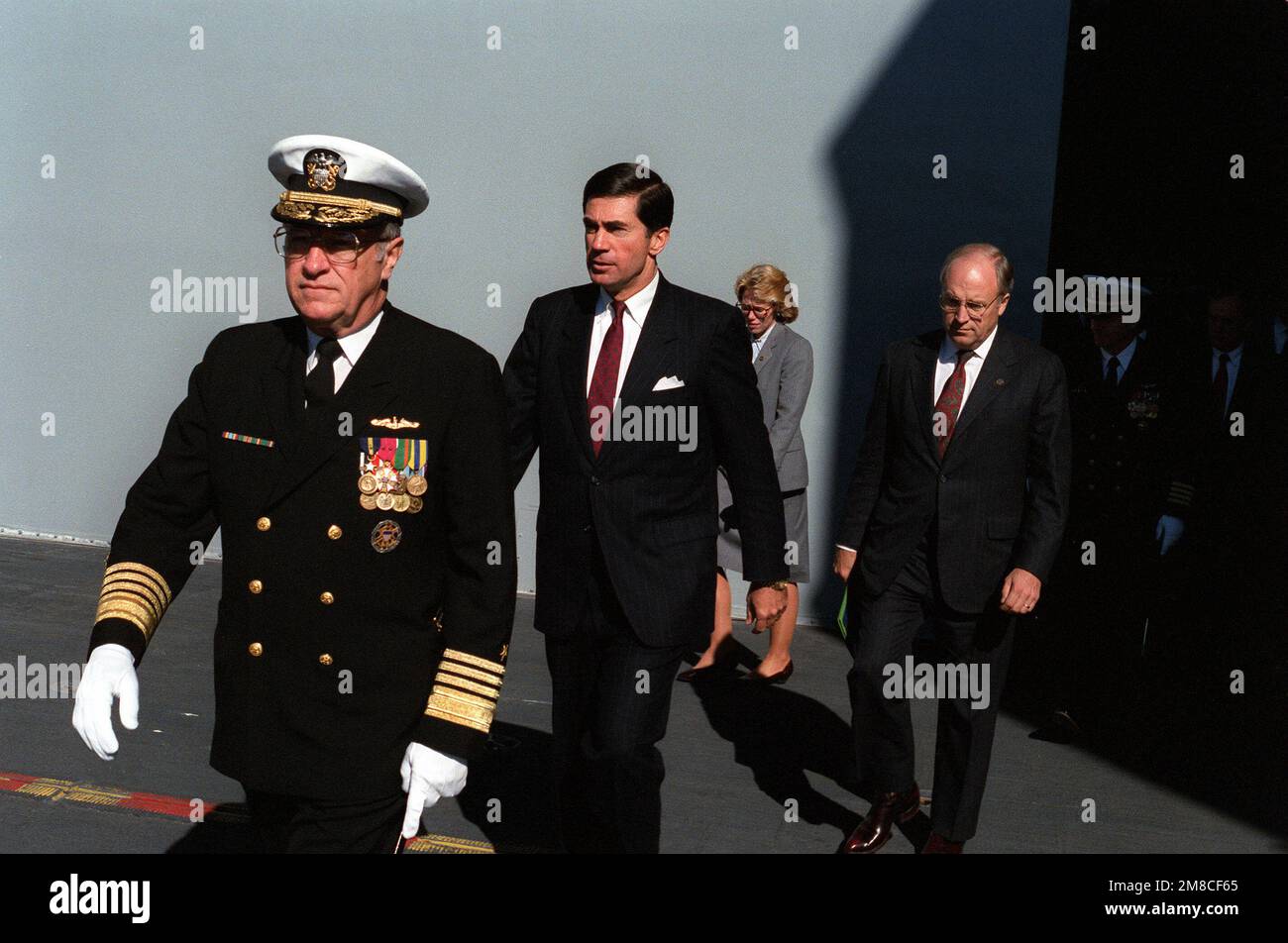 CHIEF of Naval Operations Adm. Carlisle A.H. Trost, left, leads a ...