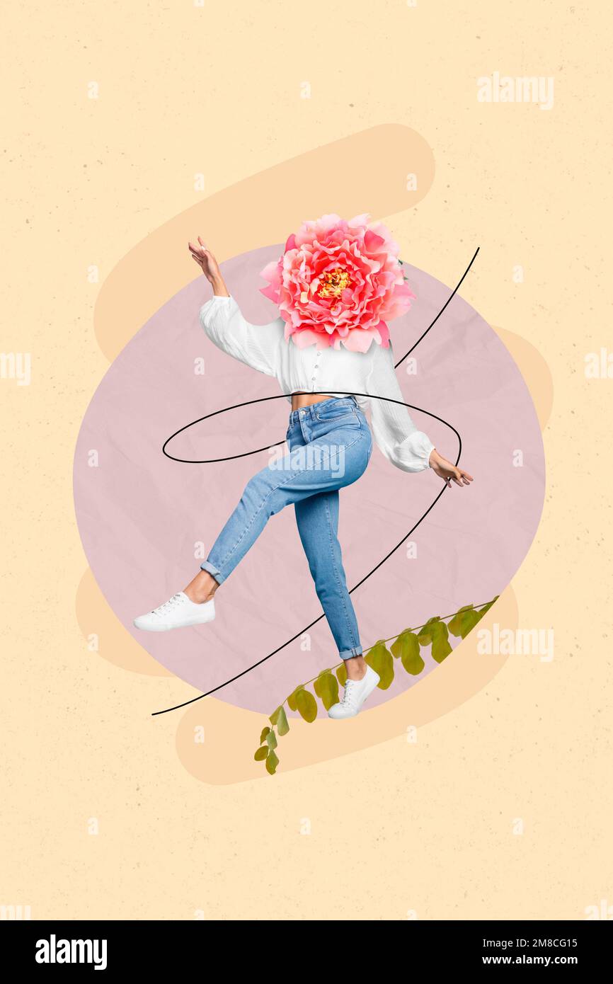 Creative drawing collage picture of young beautiful lovely young woman ...