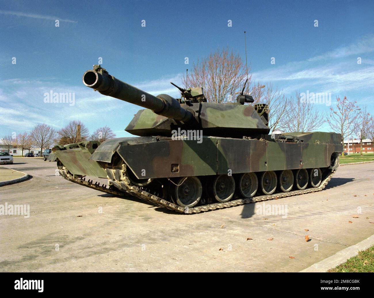 Left front view of M1A1 Abrams Main Battle Tank at the U.S. Army Armor ...