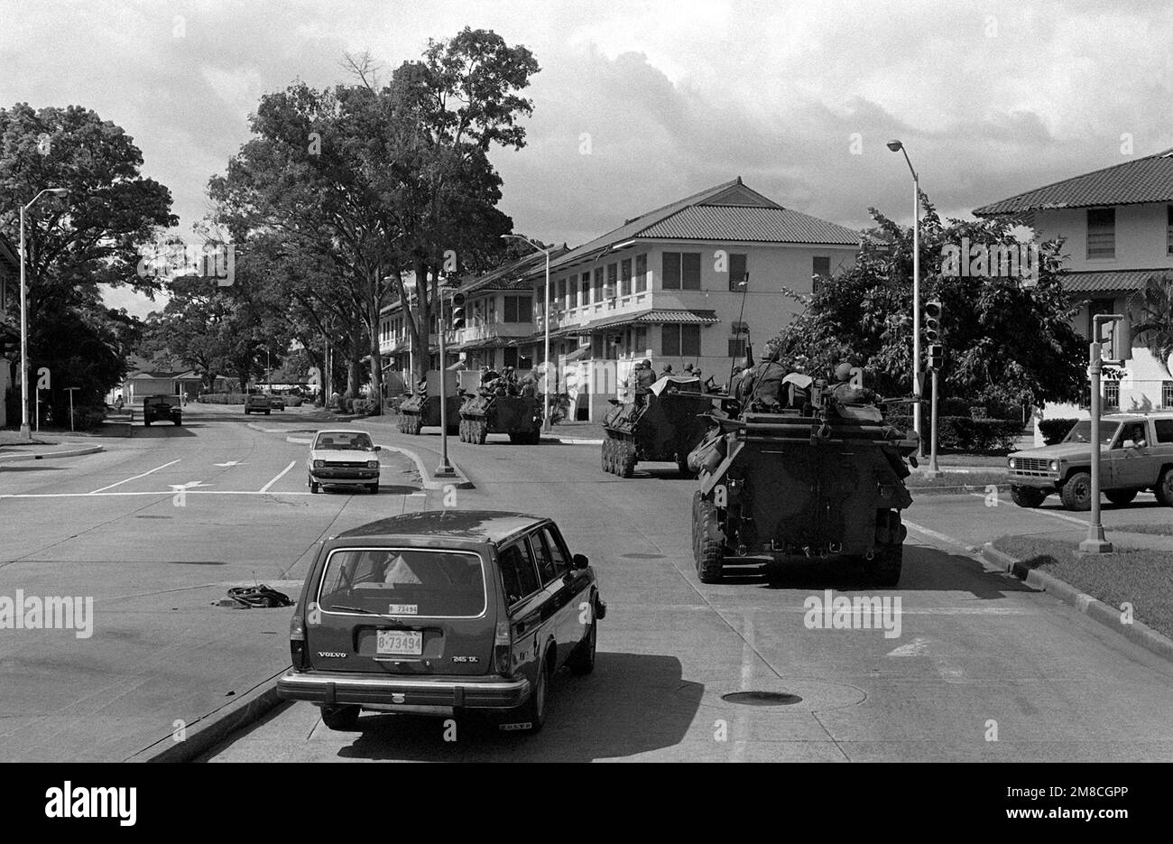 Military armored vehicles patrol Black and White Stock Photos & Images ...