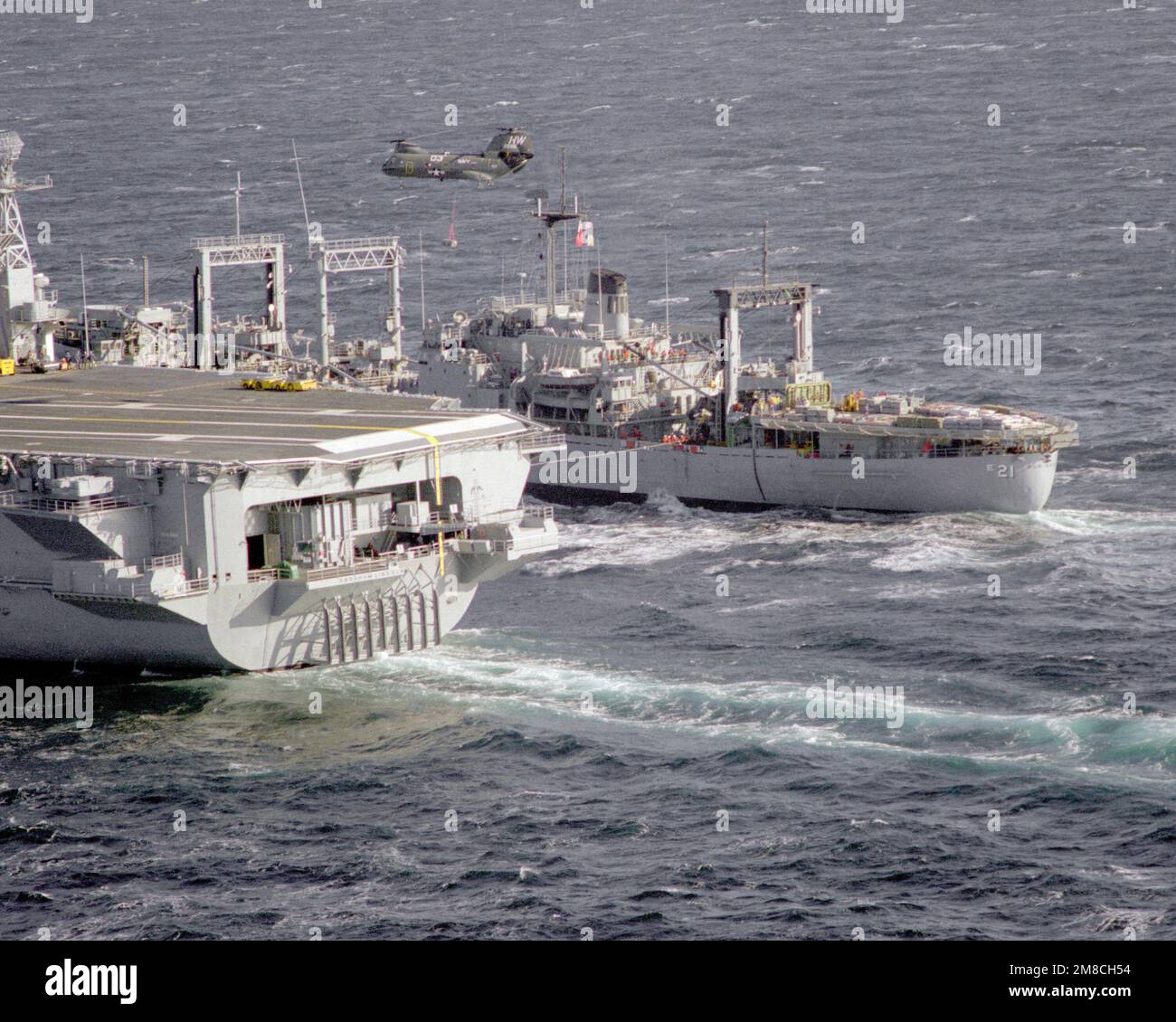 A UH-46 Sea Knight helicopter of Helicopter Combat Support Squadron 6 ...