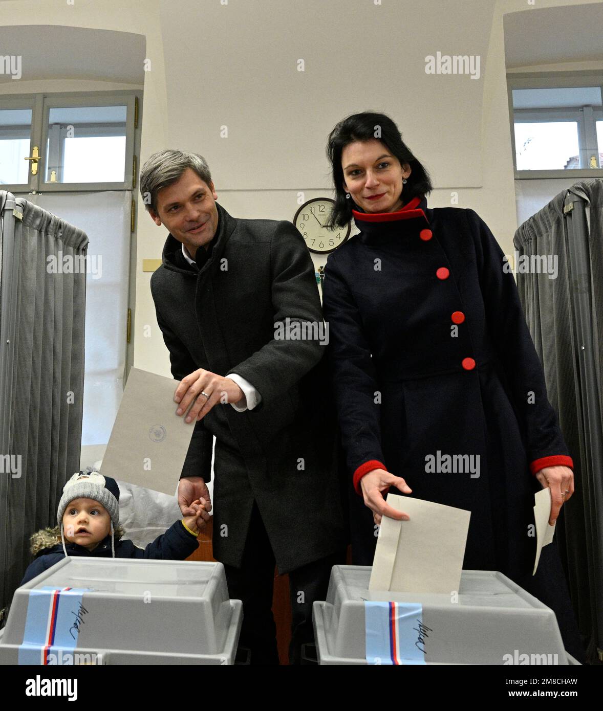 Prague, Cr. 13th Jan, 2023. Presidential candidate Marek Hilser and his ...