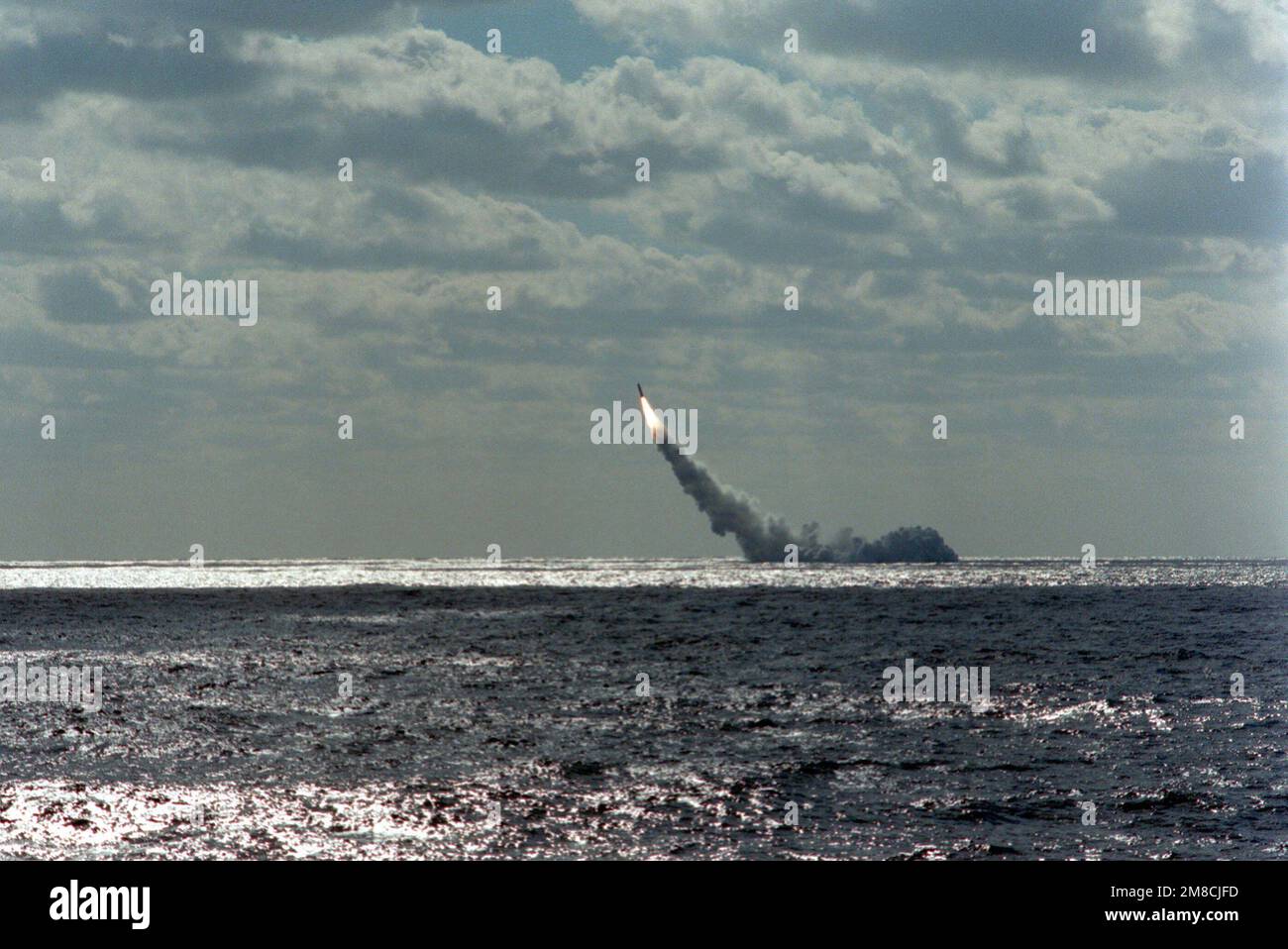 A Trident II D-5 intercontinental ballistic missile lifts off from the ...