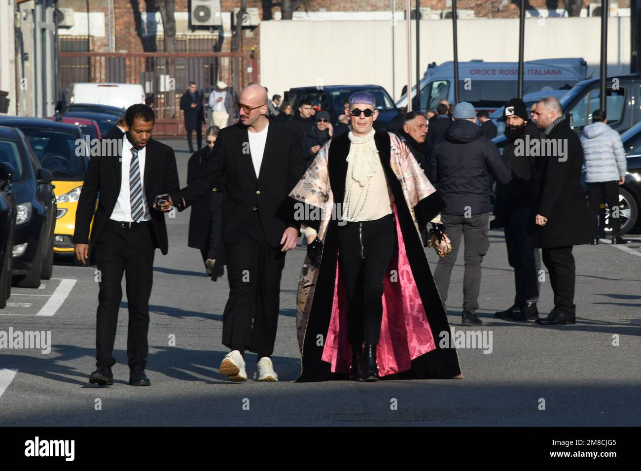 Milan, Italy. 13th Jan, 2023. Milan, Guests arrive Gucci fashion show ...