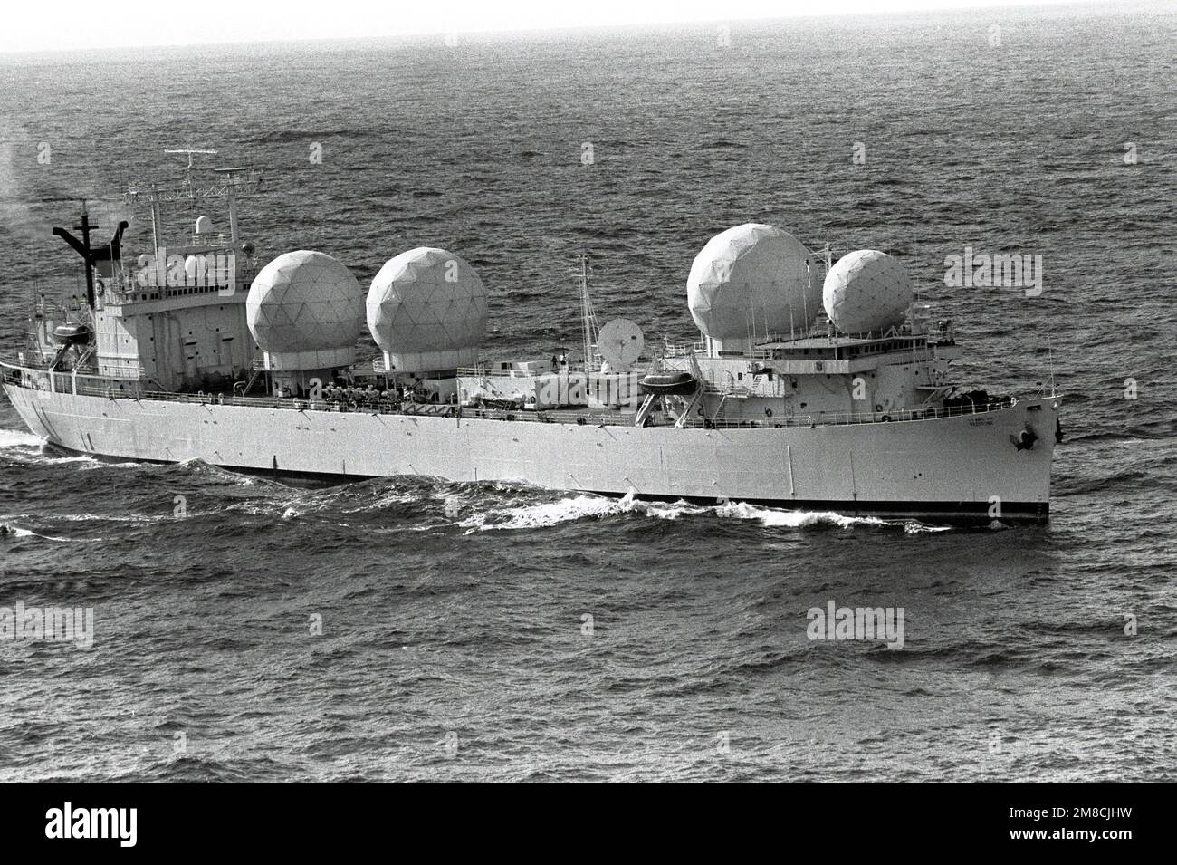 A port view of the missiles range instrumentation ship USNS REDSTONE (T ...
