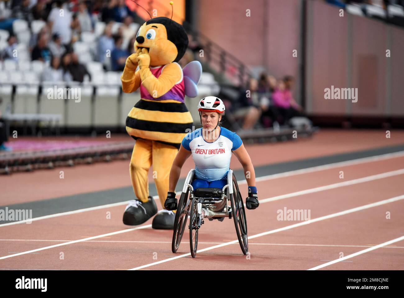 Hannah Cockroft after winning in the T34 400m wheelchair race at the ...