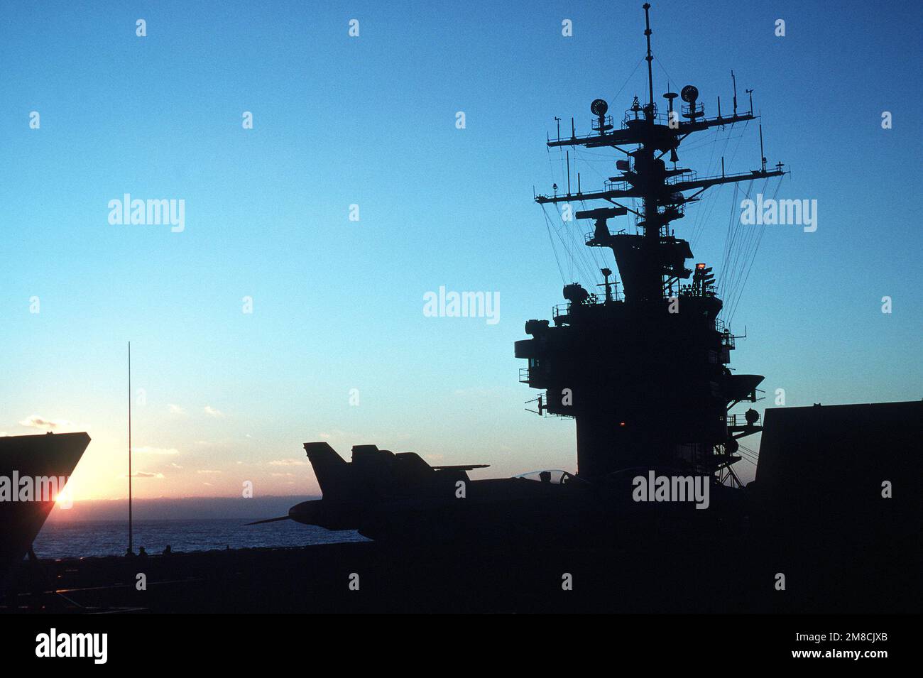The island of the nuclear-powered aircraft carrier USS ABRAHAM LINCOLN ...