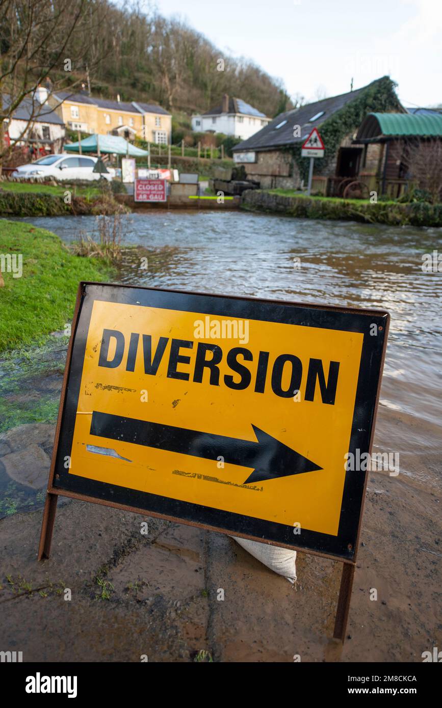 Gower, UK. 13th Jan, 2023. The road outside the Gower Heritage Centre ...