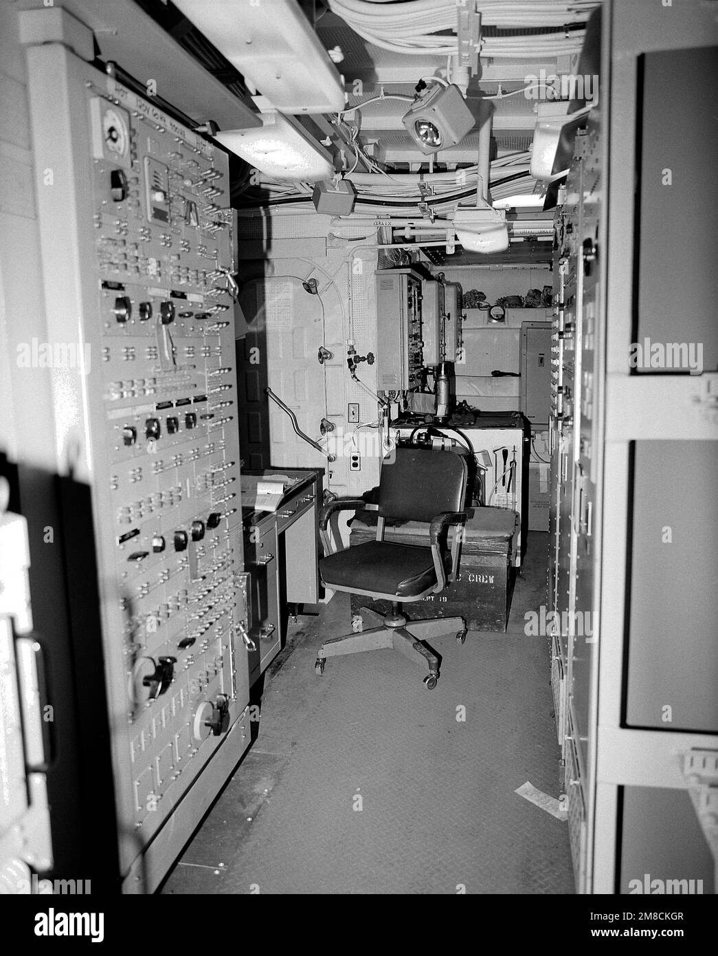 A view of IC and gyro room No. 1 aboard the guided missile cruiser ...