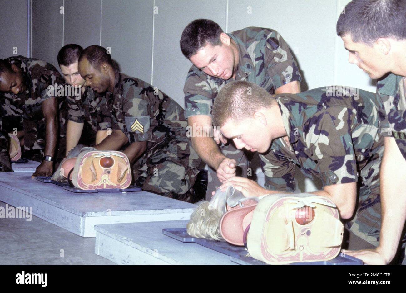 Recruits learn cardio-pulmonary resuscitation (CPR) techniques. Base ...