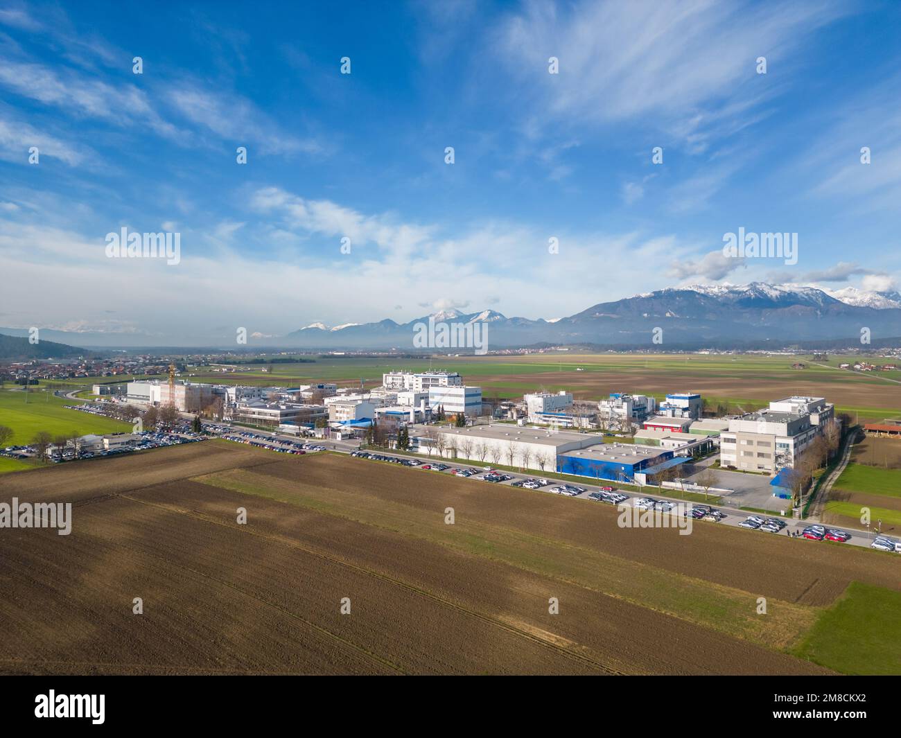 Menges, Slovenia - 12 January 2023: Lek the pharmaceutical factory ...