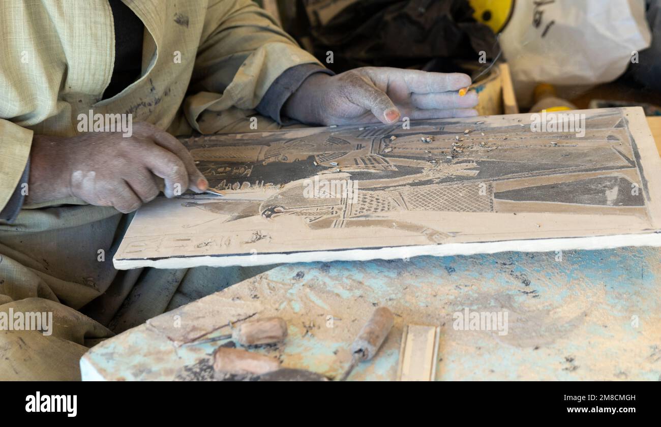 Closeup view of unrecognizable and clopped arab man working in hand ...