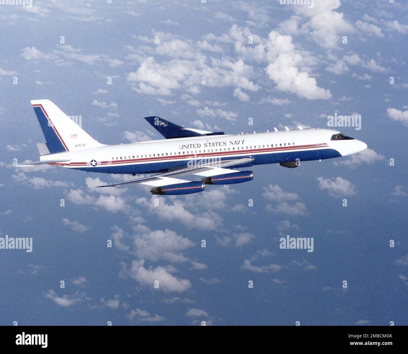 An air-to-air right side view of a Convair UC-880 aircraft, the only ...