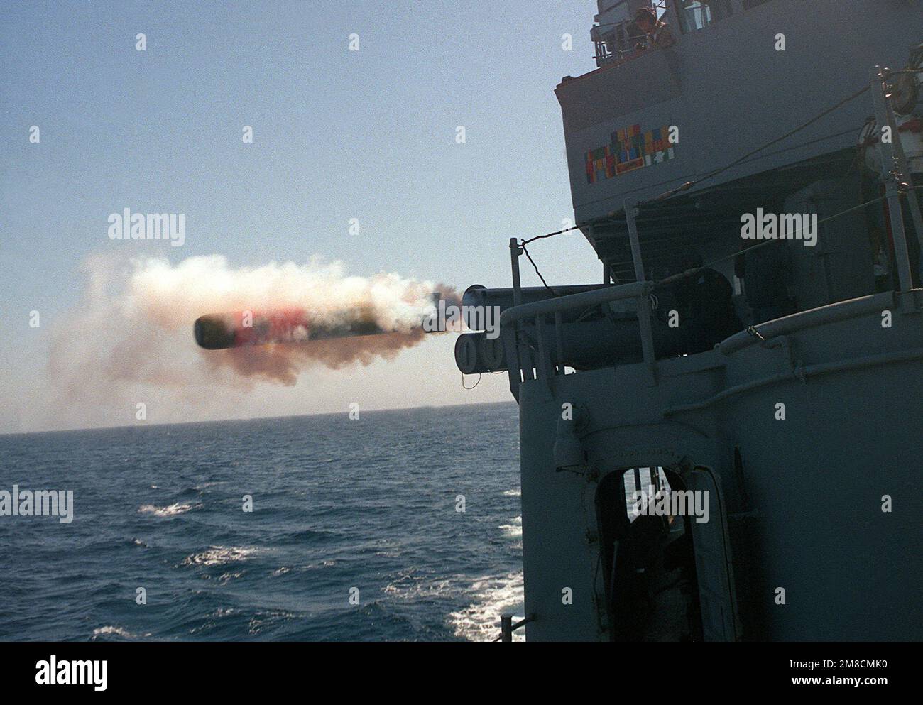 A Mark 46 torpedo is fired from a Mark 32 torpedo tube aboard the ...
