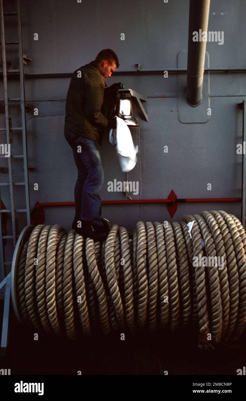 The senior mess management specialist aboard the guided missile cruiser ...