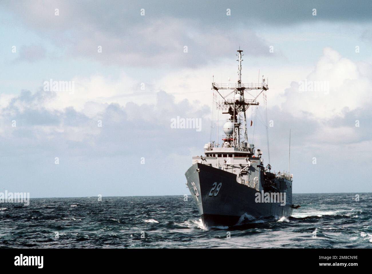 A bow view of the guided missile frigate USS STEPHEN W. GROVES (FFG 29 ...