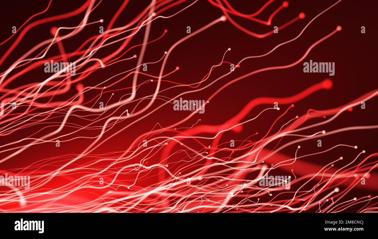 An abstract red background in the form of lightning-like stems of a ...