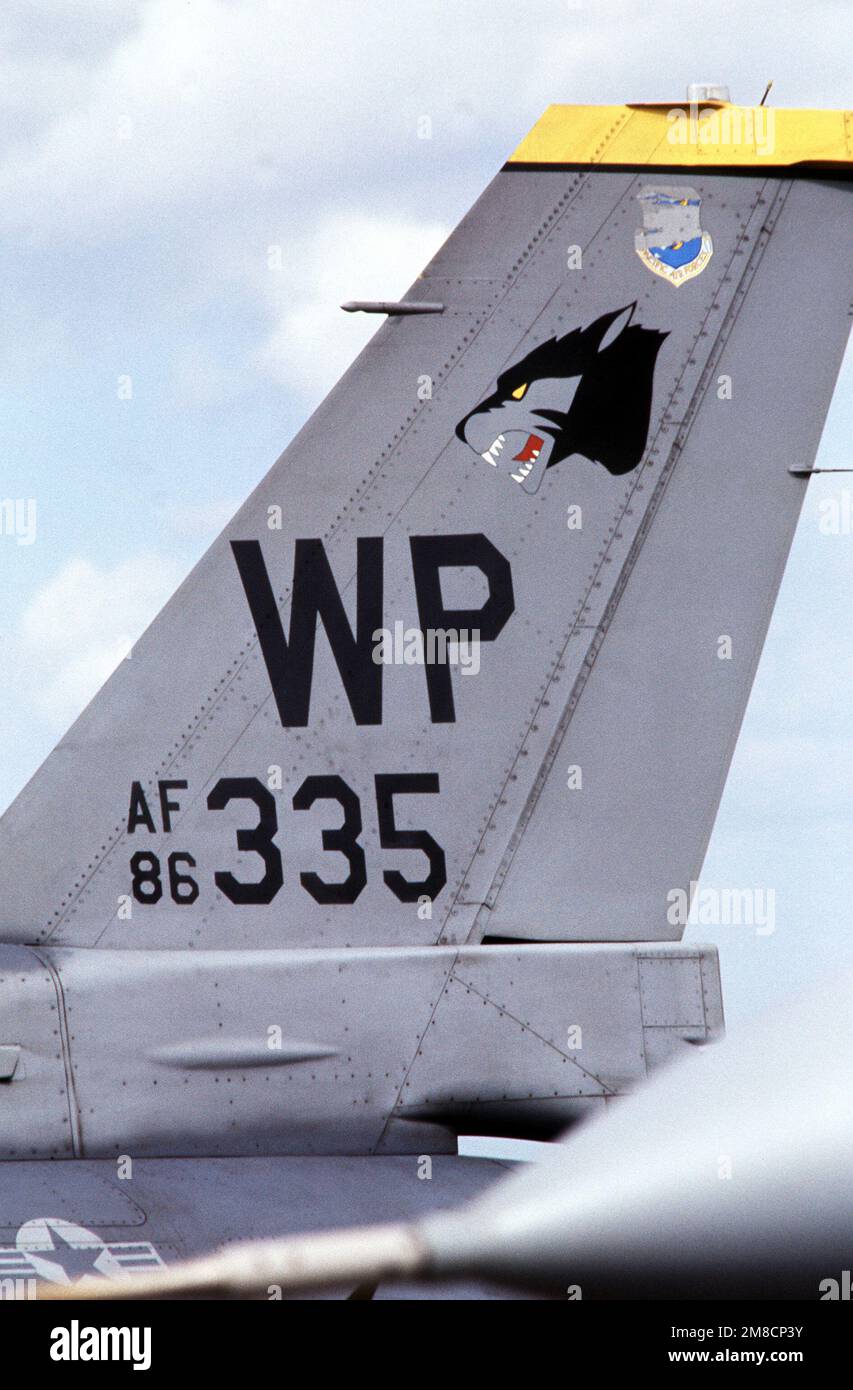 A view of the tail section of an 8th Tactical Fighter Wing (8th TFW) F ...