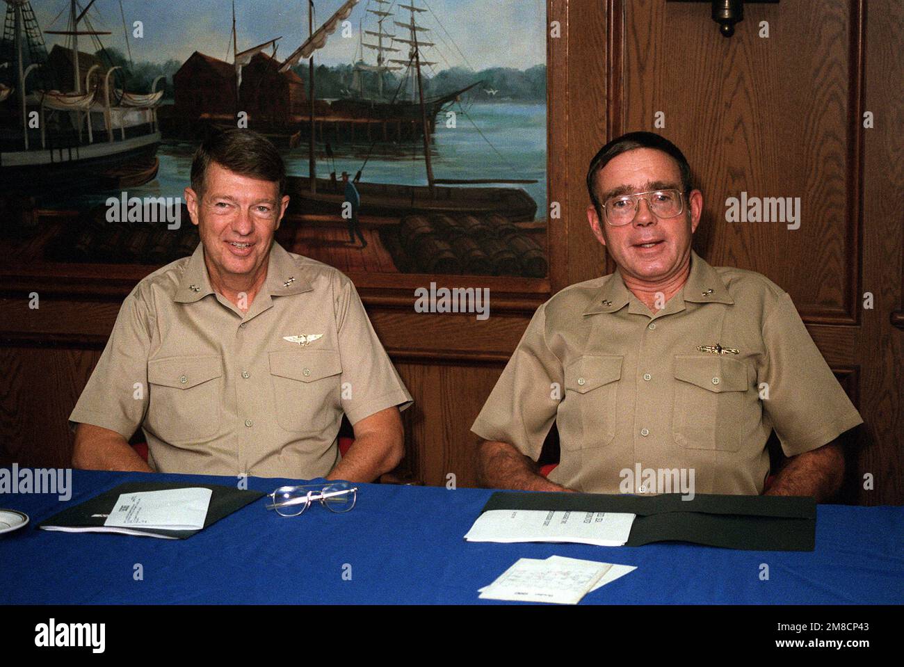 Rear Adm. Riley D. Mixon, left, commander, Carrier Group Two, and Rear ...