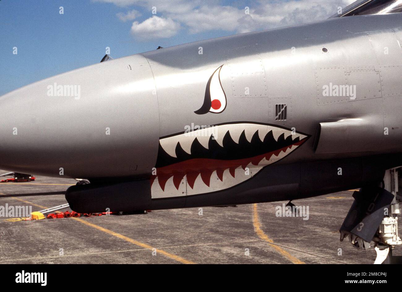A close-up view of the artwork on the nose of a 3rd Tactical Fighter ...