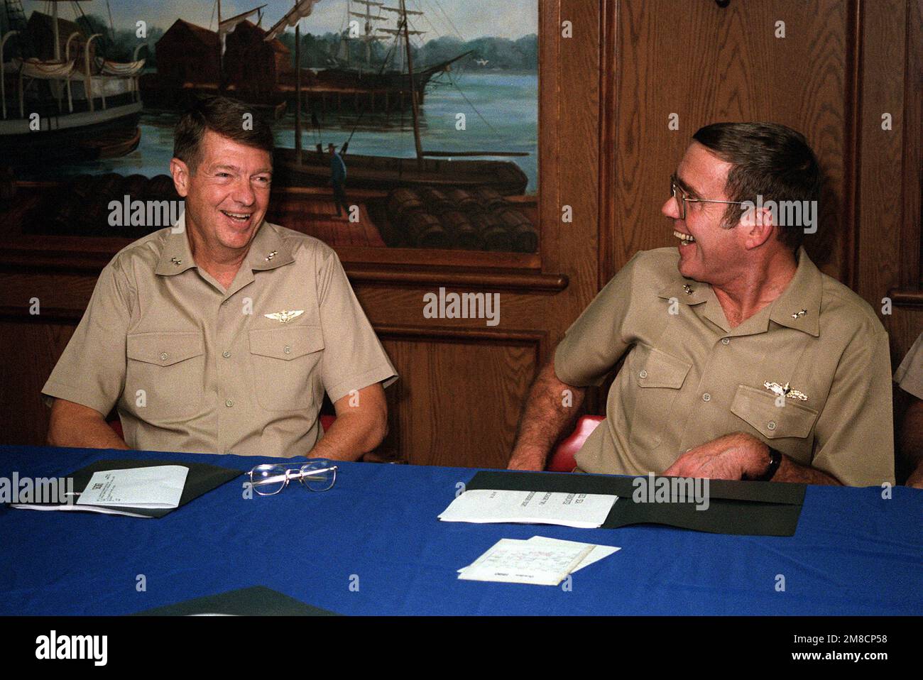 Rear Adm. Riley D. Mixon, left, commander, Carrier Group Two, and Rear ...