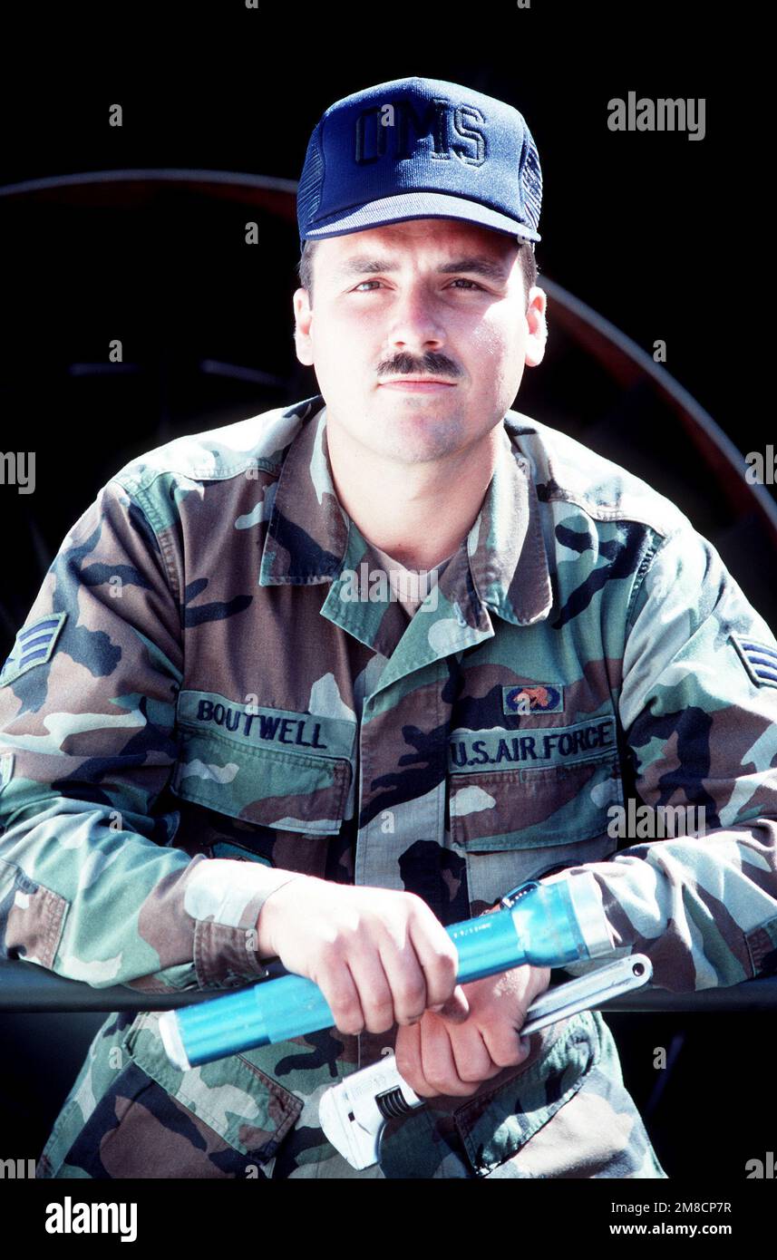 An informal portrait of SGT Michael J. Boutwell, a C-5B Galaxy aircraft ...