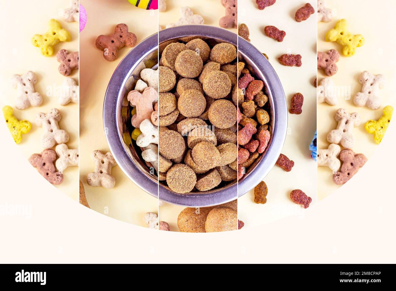 Brown biscuit bones, crunchy organic kibble pieces, dog and cat food in ...