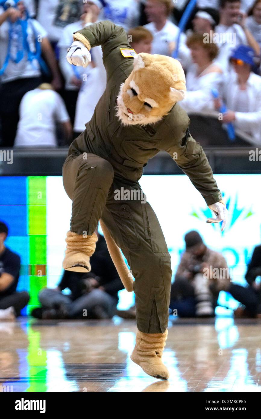 Cosmo the BYU mascot encourages the fans to cheer against the Gonzaga ...