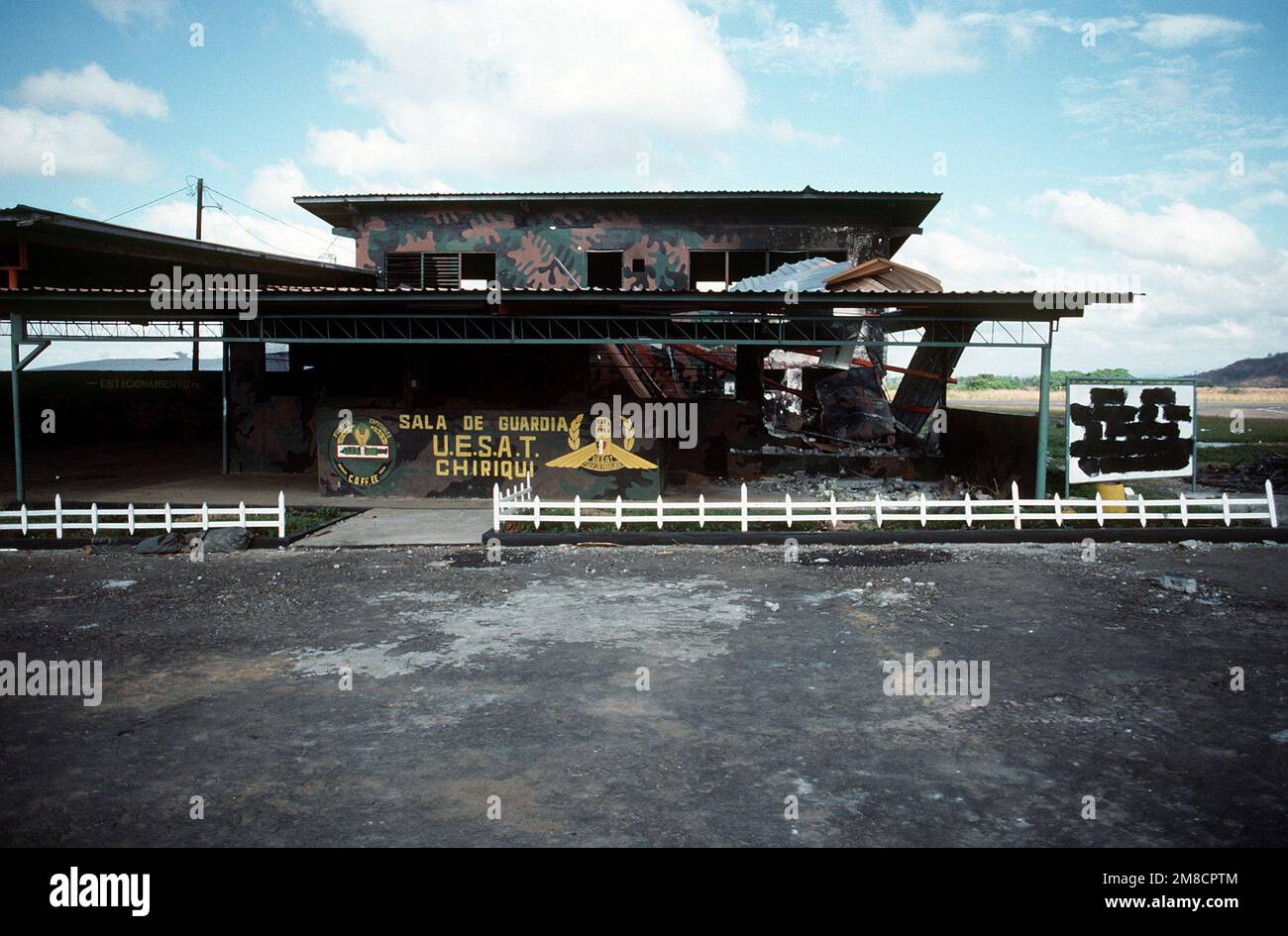 A view of a Panamanian special forces building that was damaged during ...
