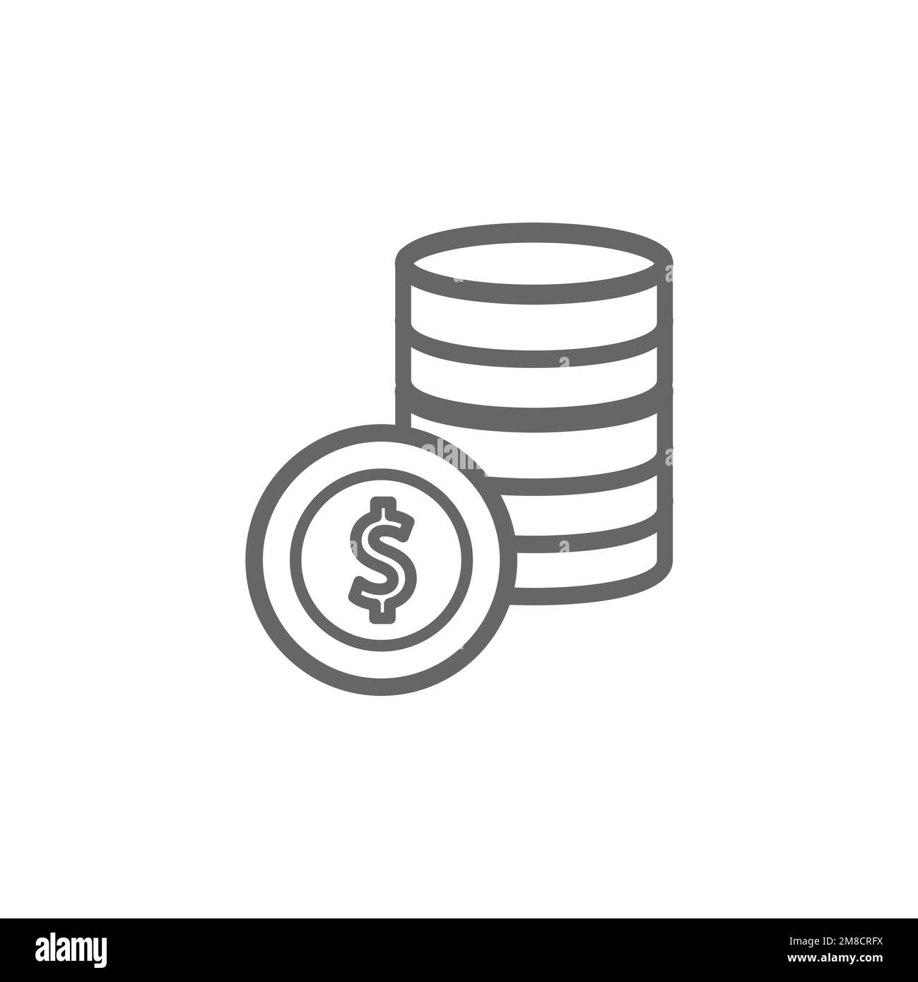 Gold coin line icon, common graphic resources, vector illustration ...