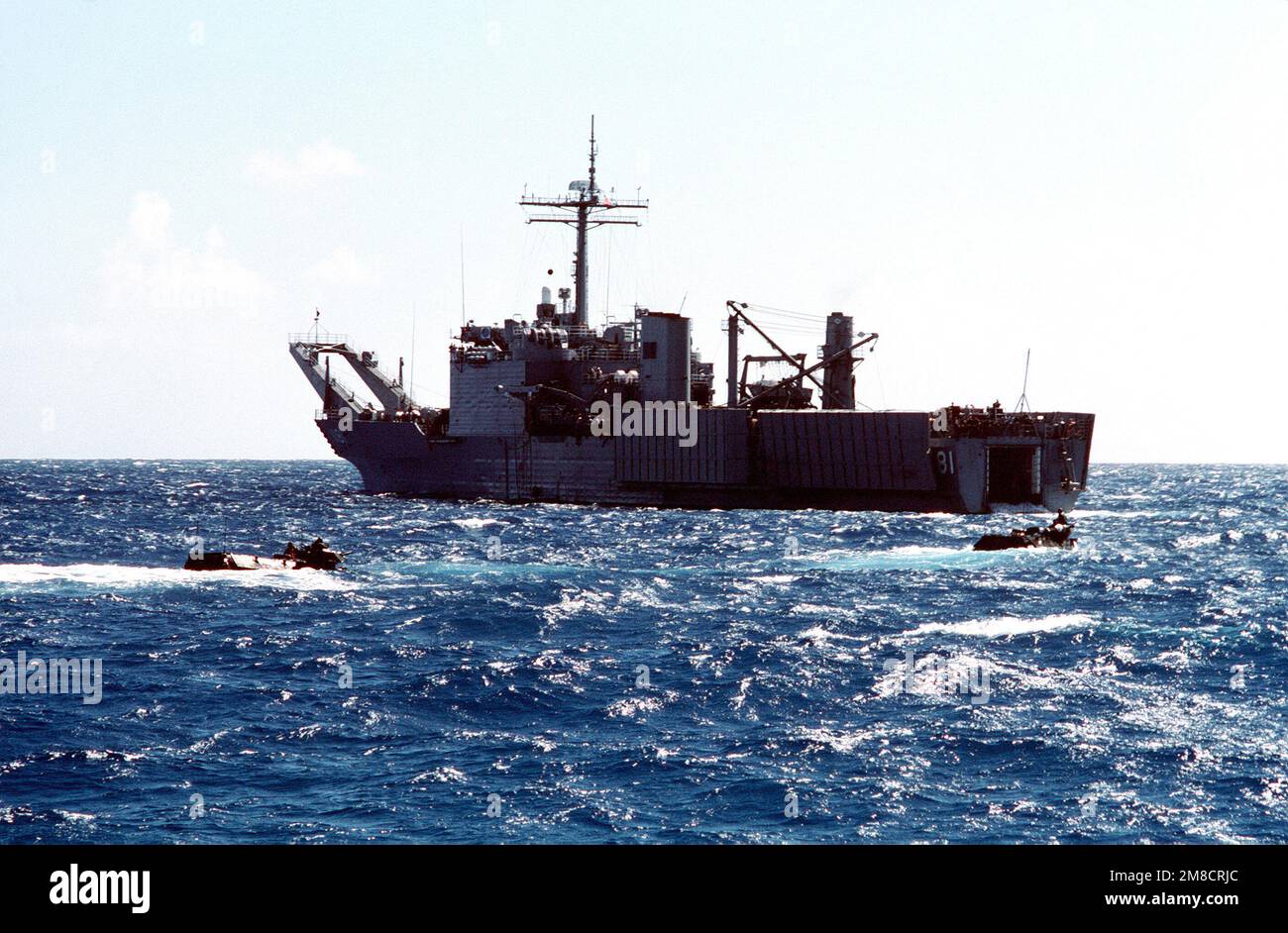 A port quarter view of the tank landing ship USS SUMTER (LST-1181 ...