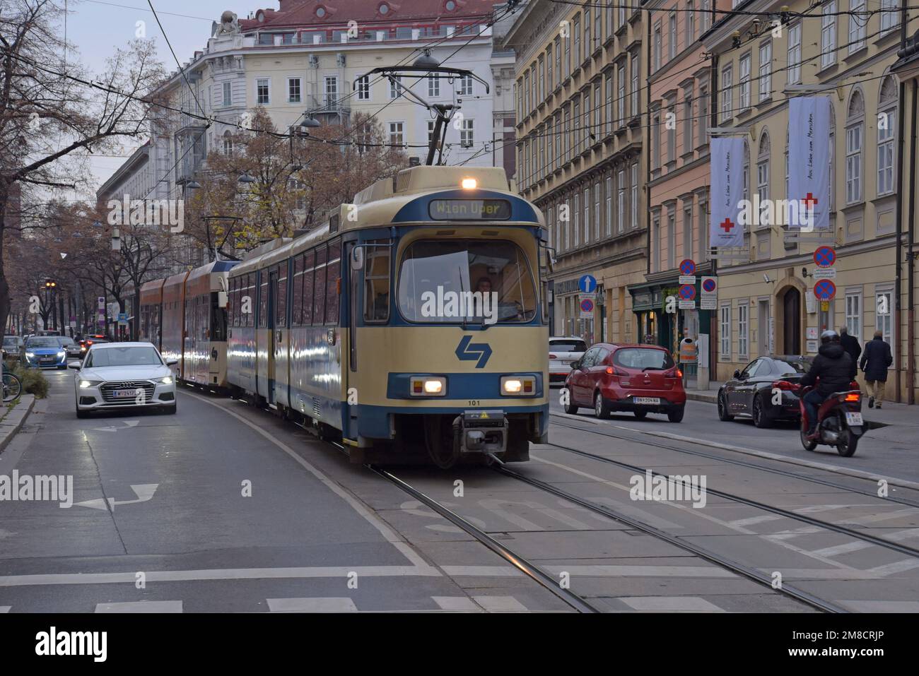 Wiener Lokalbahn 100 series high floor tram in Vienna, Austria ...