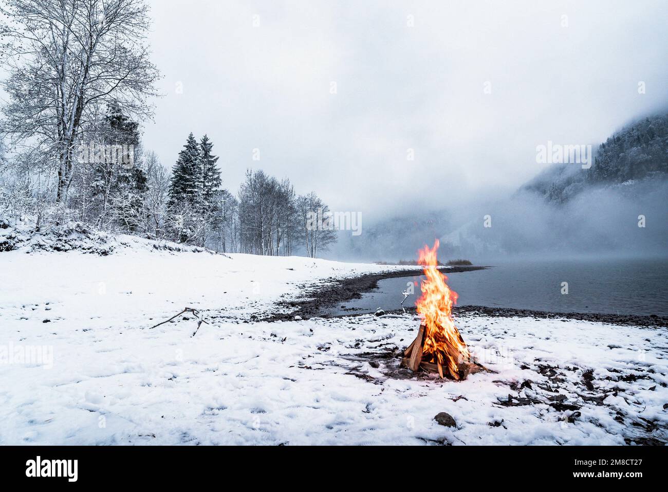 fire at the lake Stock Photo - Alamy