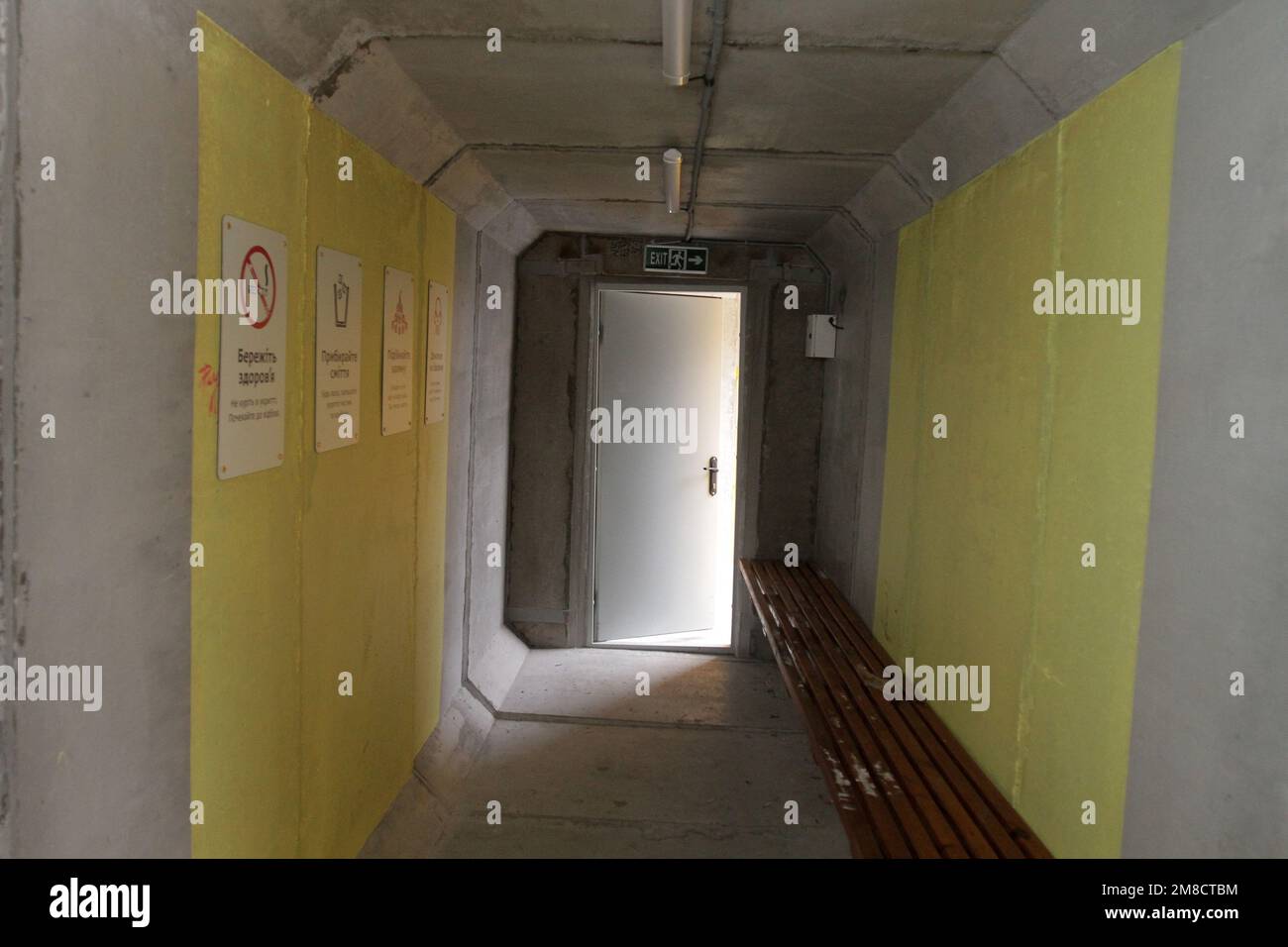 DNIPRO, UKRAINE - JANUARY 12, 2023 - A mobile bomb shelter made of ...