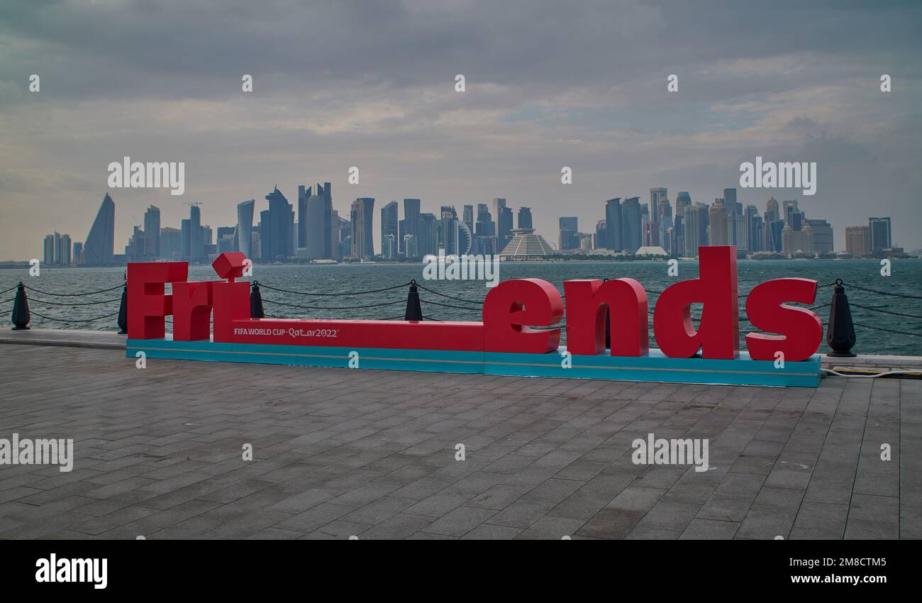 Doha skyline sunset view from Old Doha port (Mina district) in Doha ...