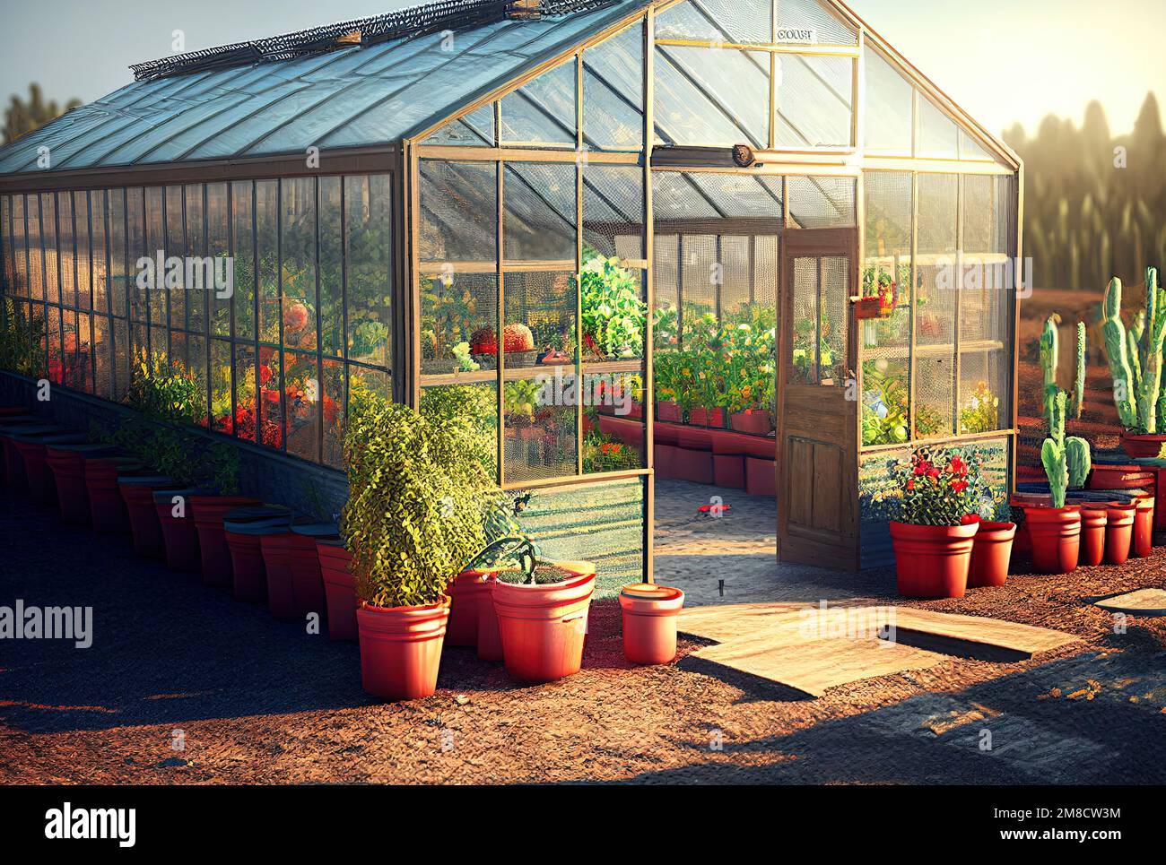 Country greenhouse for growing vegetables, fruits and flowers Stock ...