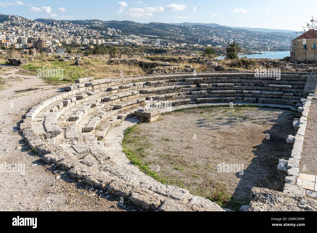 Ruins of ancient Roman theater in archeological site in Byblos, Lebanon ...