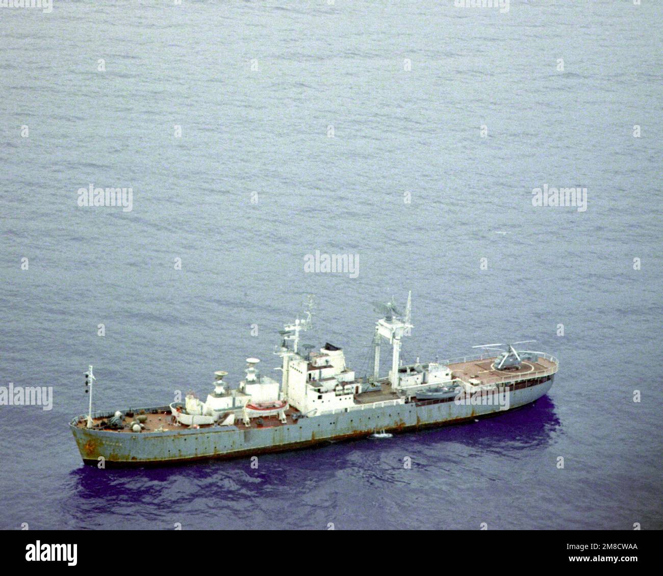 A port bow view of the Soviet Sibir class missile range instrumentation ...