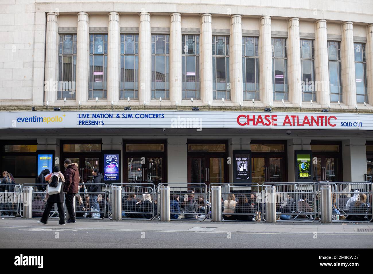 London, UK - Jan, 13, 2023: People queue outside the Eventim Apollo ...