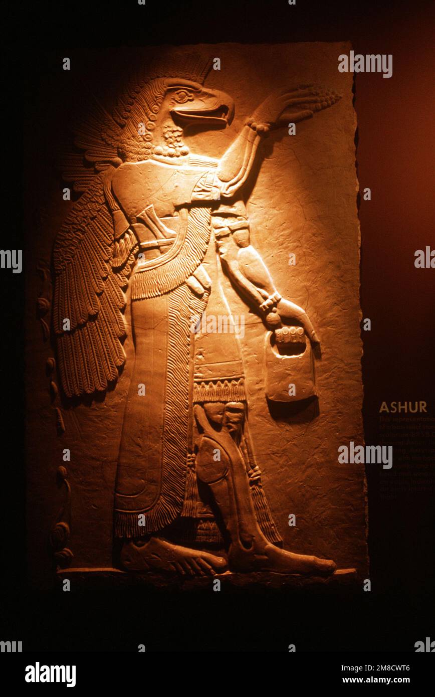 Ashur, the leading Assyrian deity in 885 B.C., symbolizes that culture ...