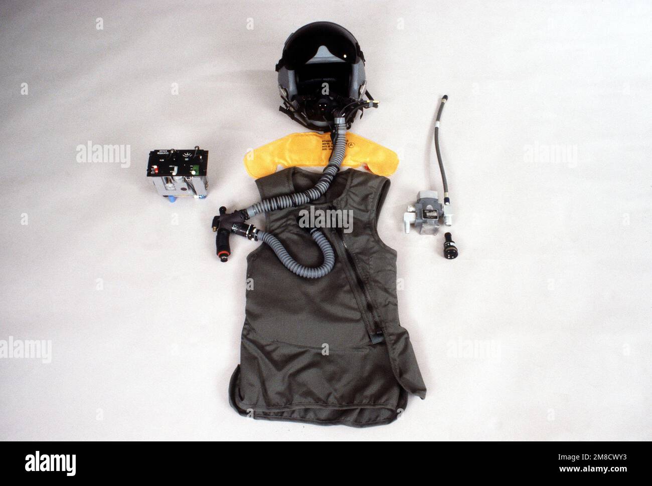 A view of several pieces of "Combat Edge" flight equipment under ...