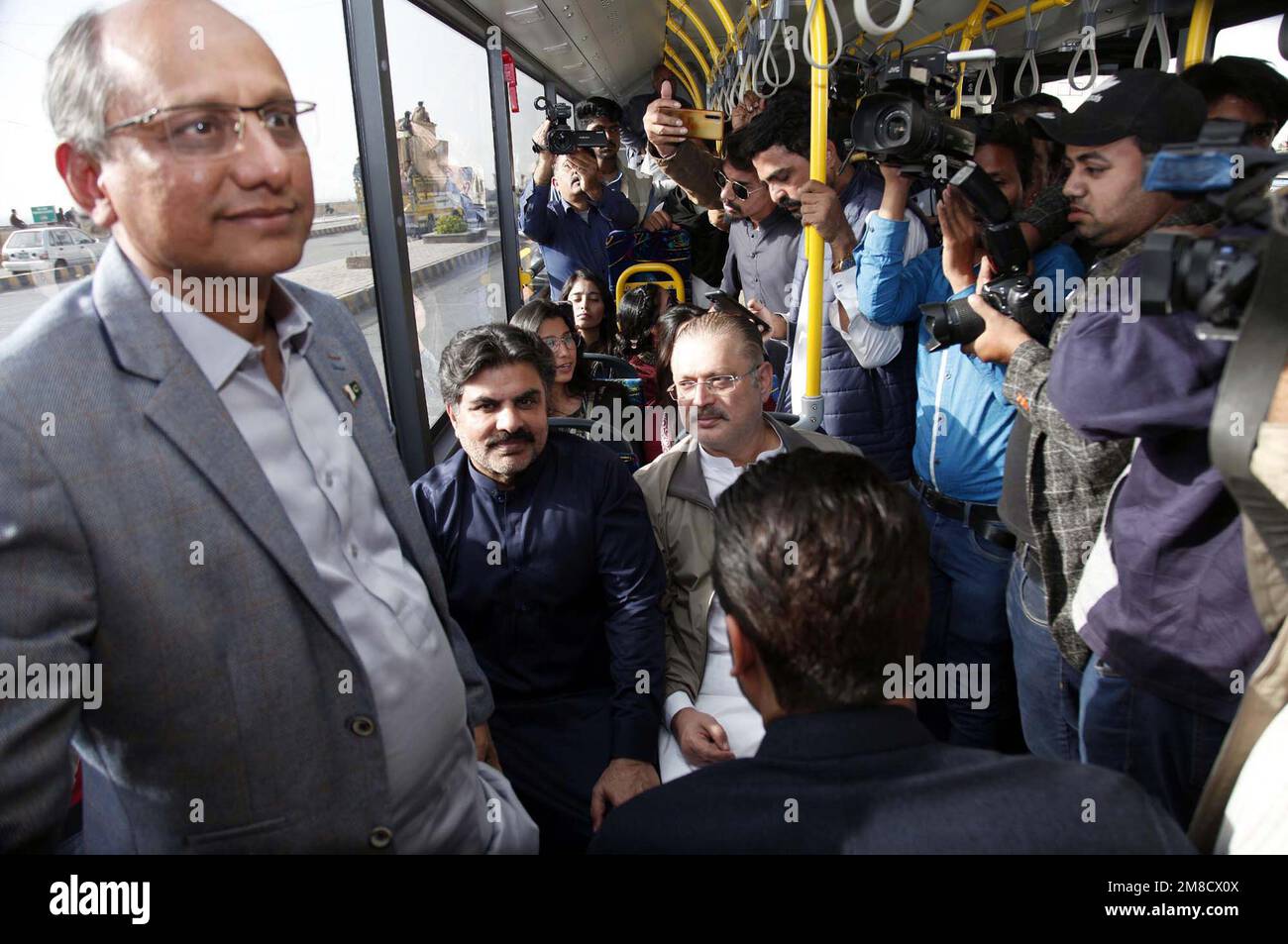 Sindh Information and Transport Minister Sharjeel Inam Memon along with Nasir Hussain Shah ...