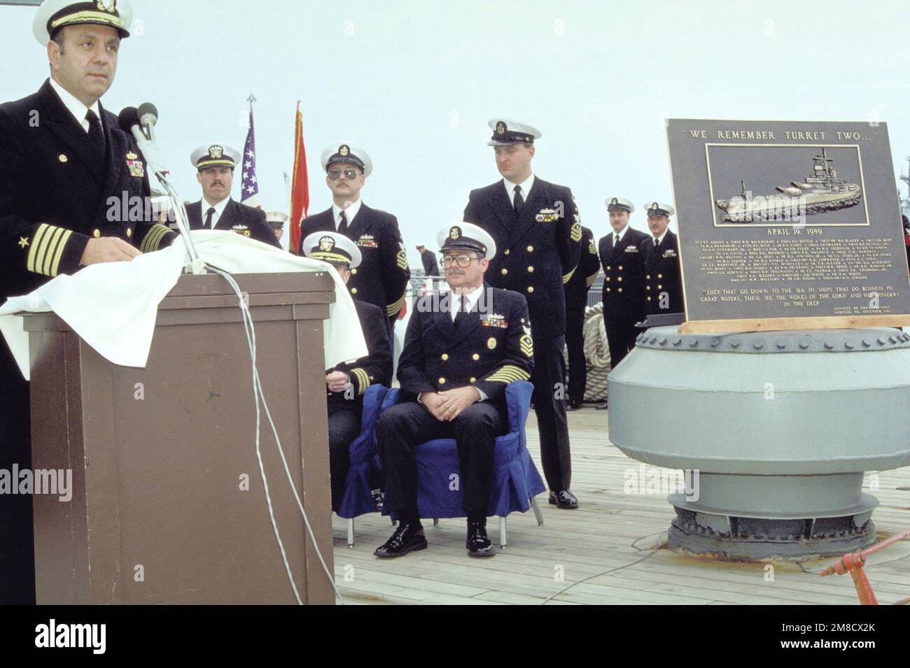 CAPT Fred P. Moosally, commanding officer of the battleship USS IOWA ...