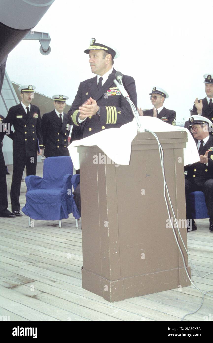 CAPT Fred P. Moosally, commanding officer of the battleship USS IOWA ...